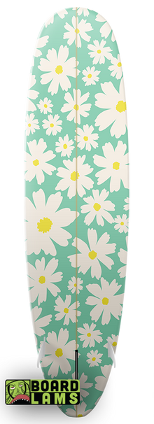 Summer Daisies Aqua surfboard graphics, art, rice paper, SUP, skimboard ...
